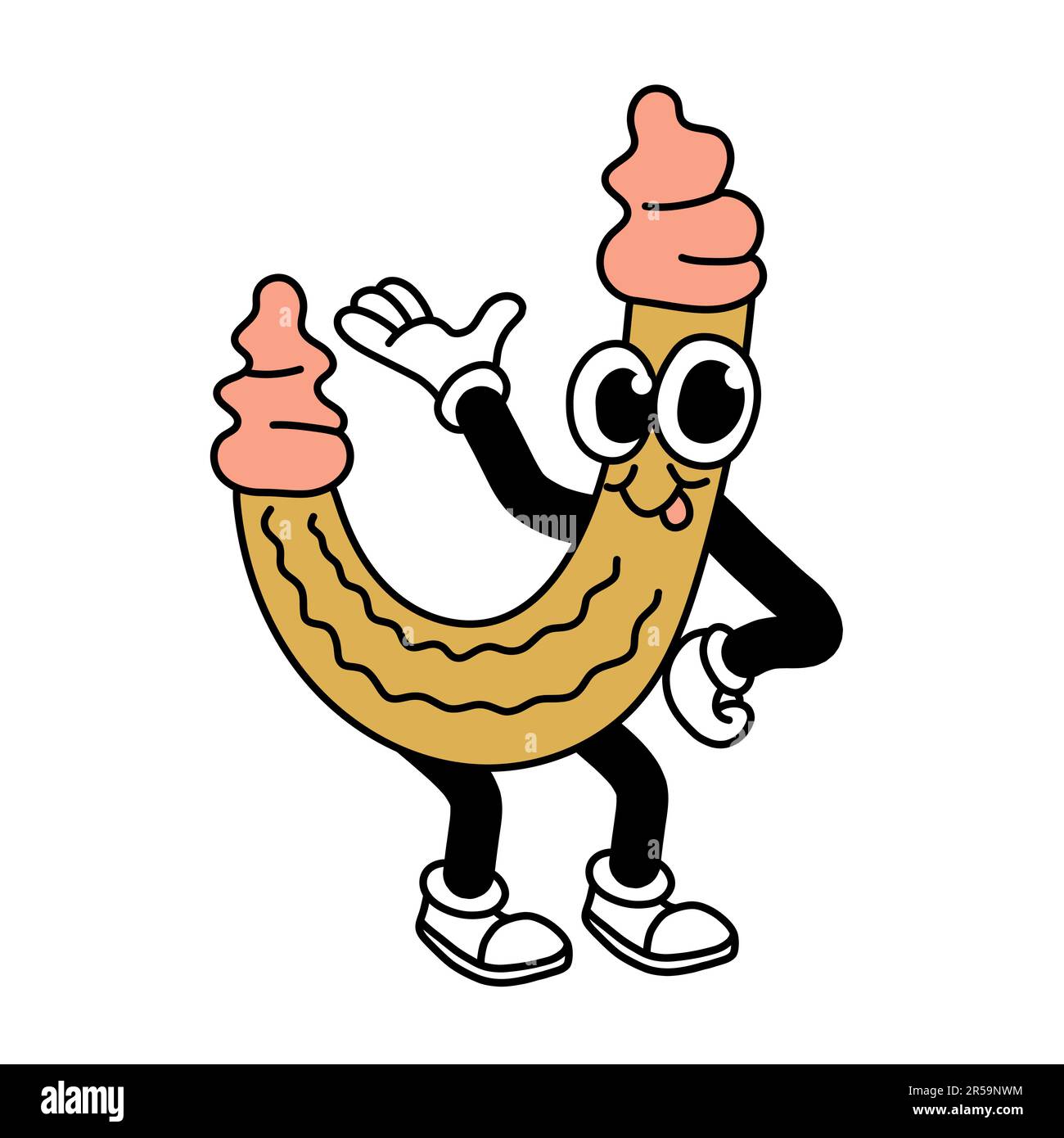 Old cratoon style J-cone ice ream mascot. Vector illustration Stock ...