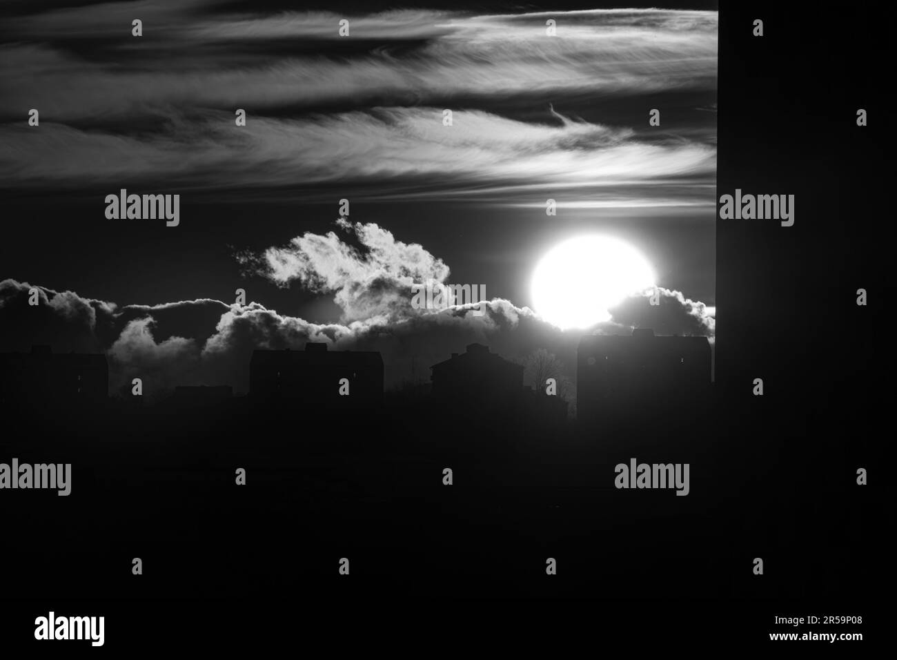 Setting morning Black and White Stock Photos & Images - Alamy