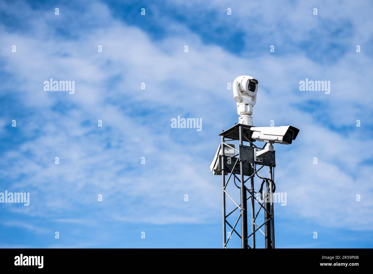Traffic cameras on top of a pylon Stock Photo - Alamy