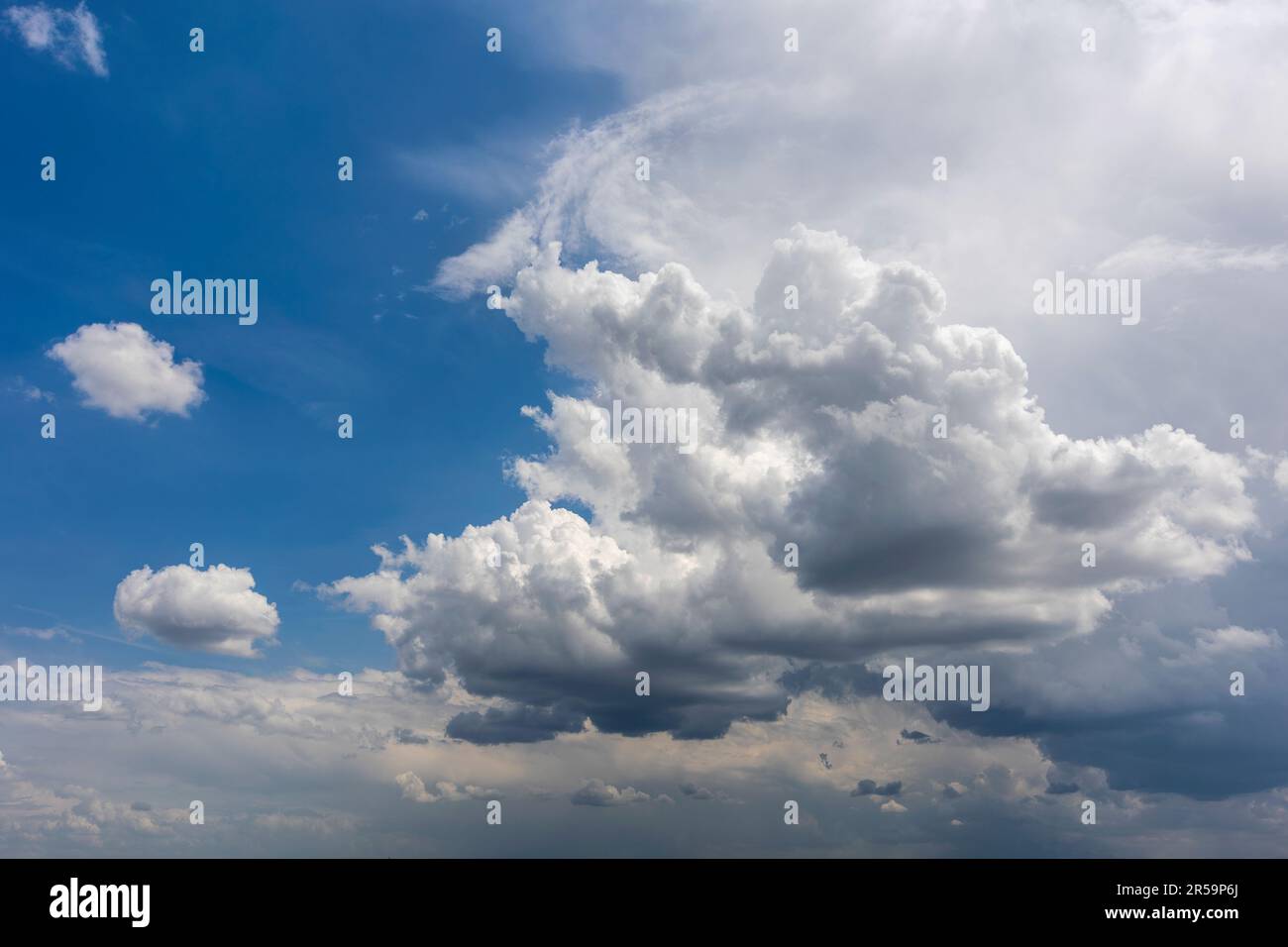Blue sky with clouds background overlay. Ideal for sky replacement ...