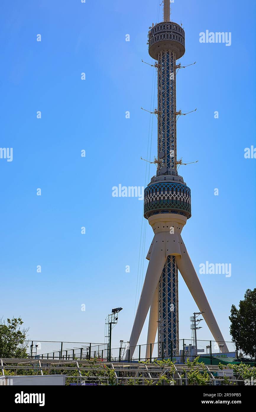 Tashkent Television Tower seen from the park at the Memorial to the ...