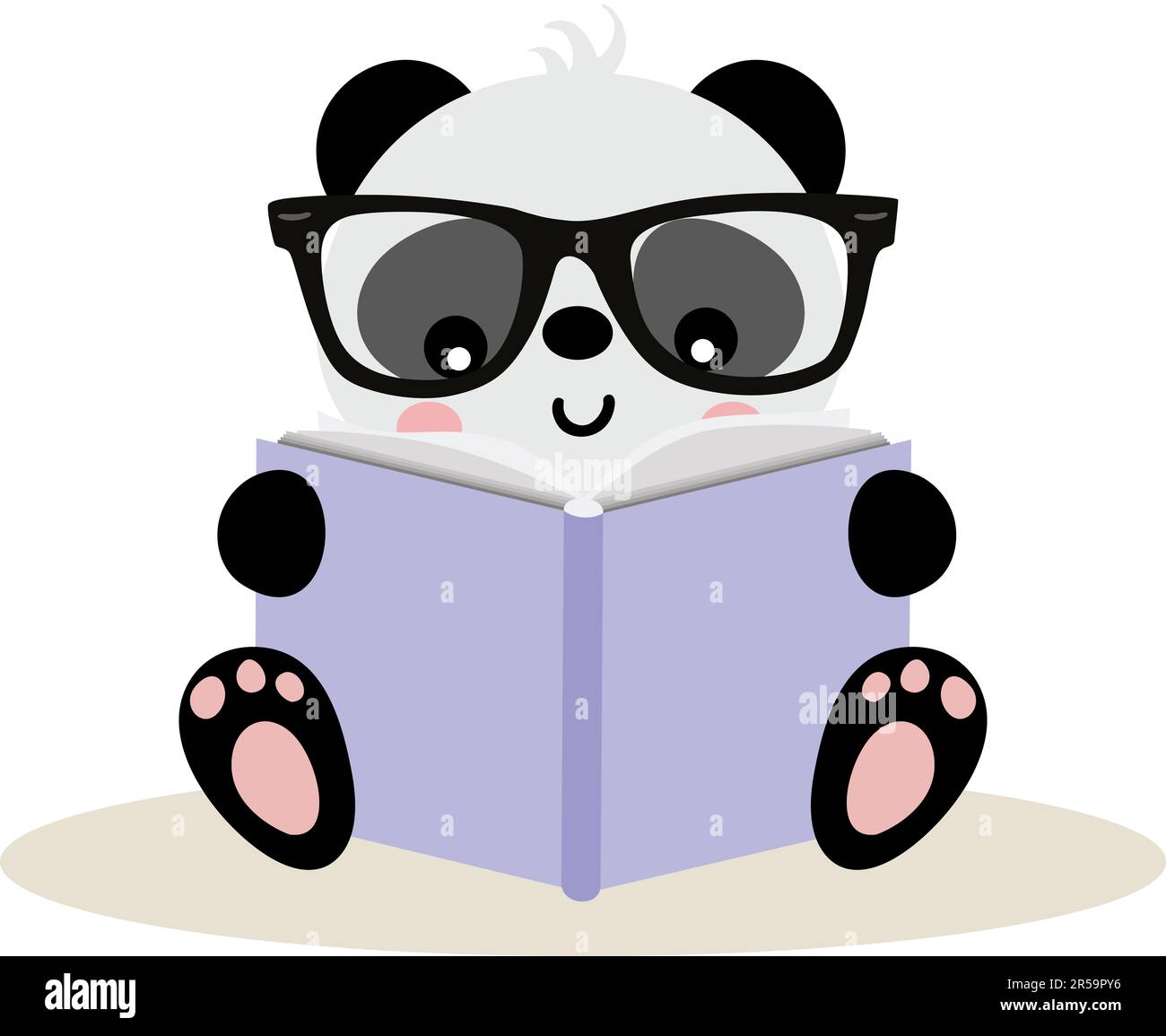Cute panda sitting reading a book Stock Photo - Alamy