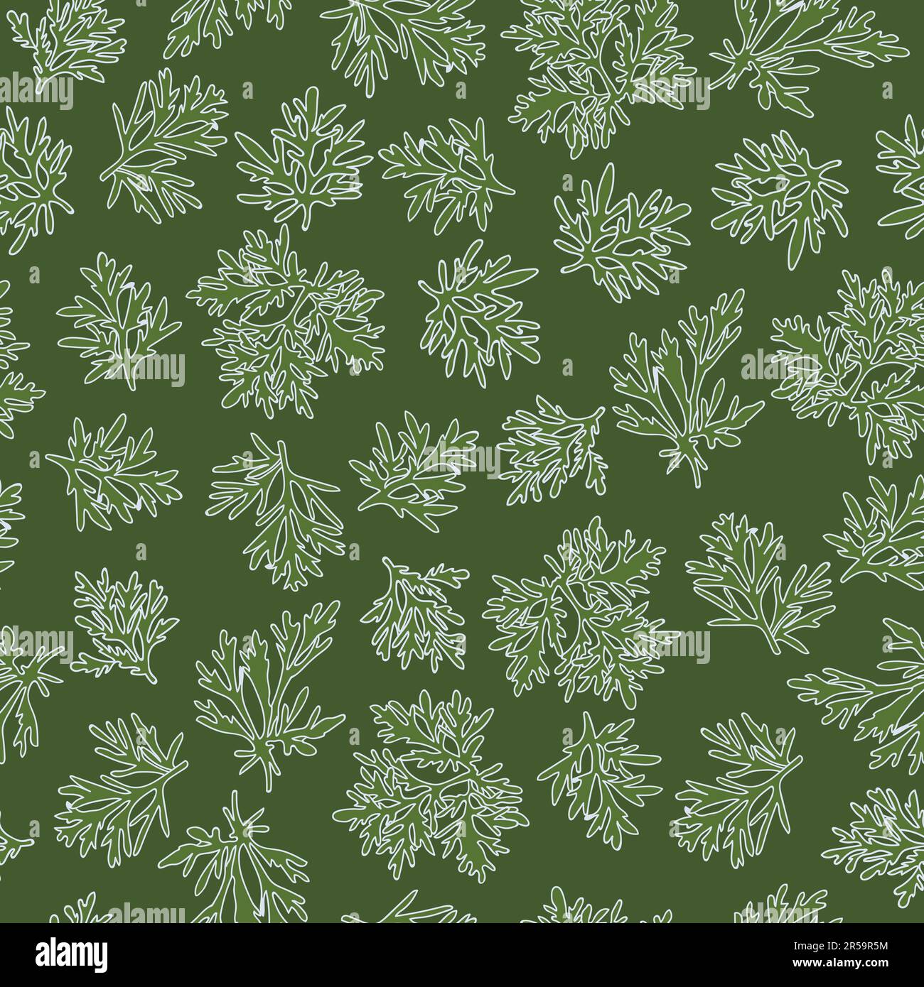 Seamless pattern of wormwood. Artemisia absinthium. Wormwood branch and ...