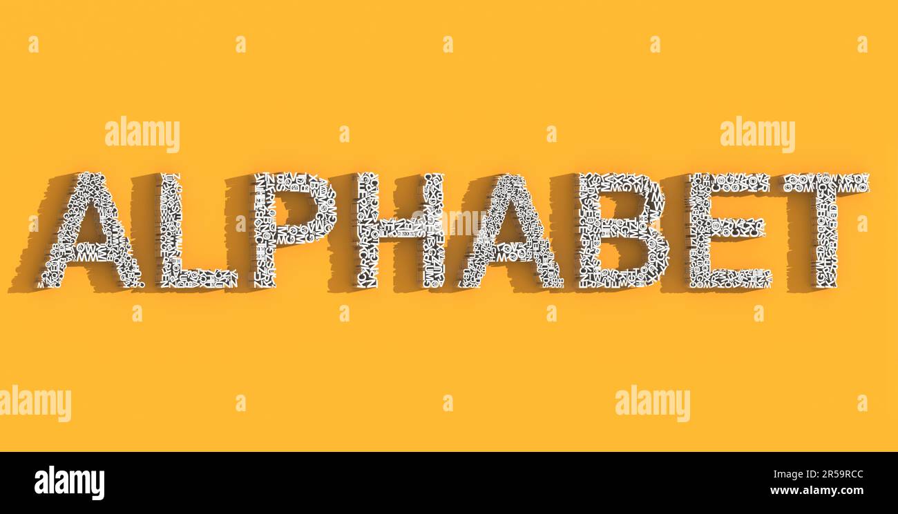 3D illustration of word alphabet consisting of letters Stock Photo - Alamy
