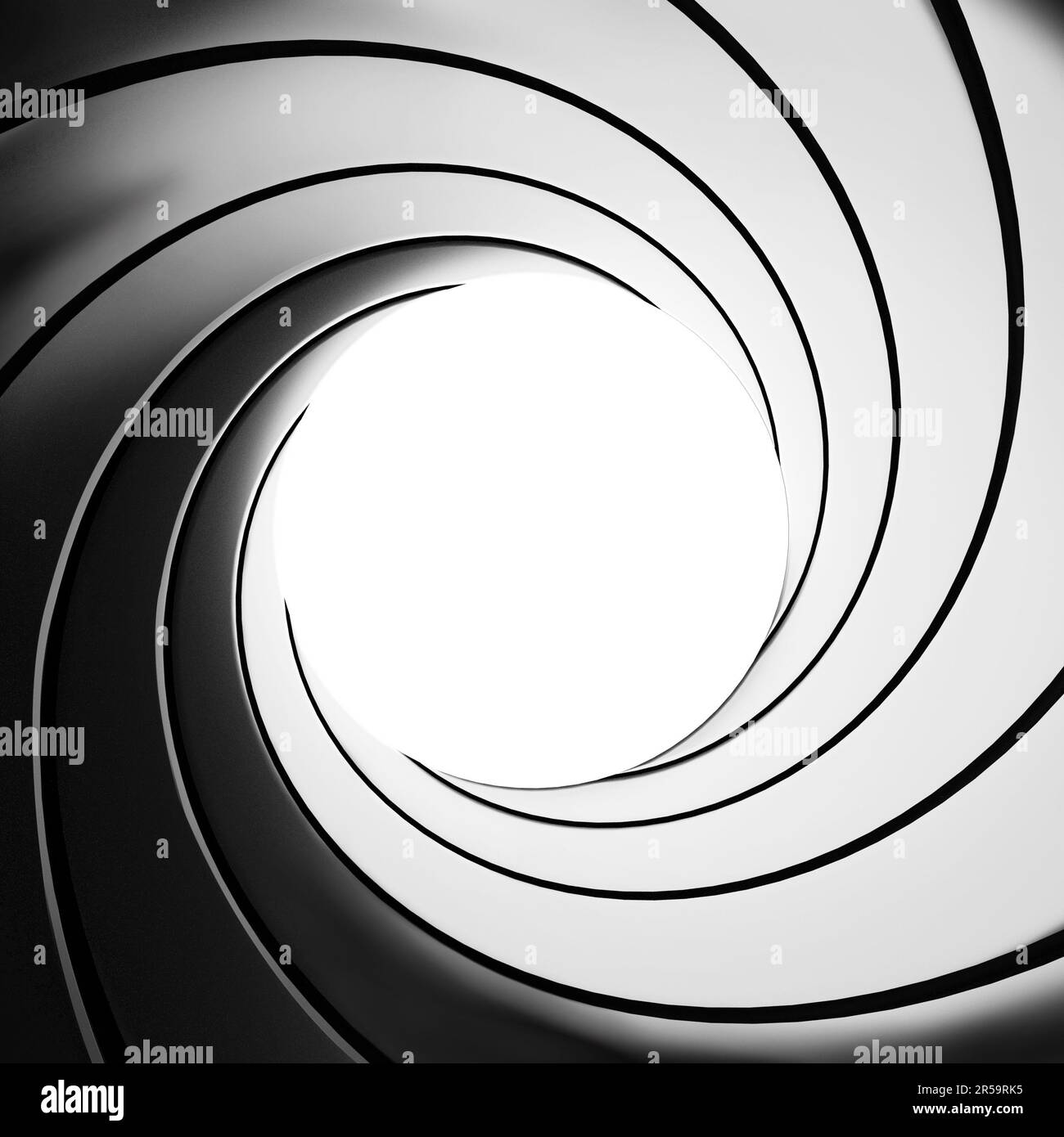 Gun barrel effect - a classic James Bond 007 theme - 3D rendering Stock Photo - Alamy