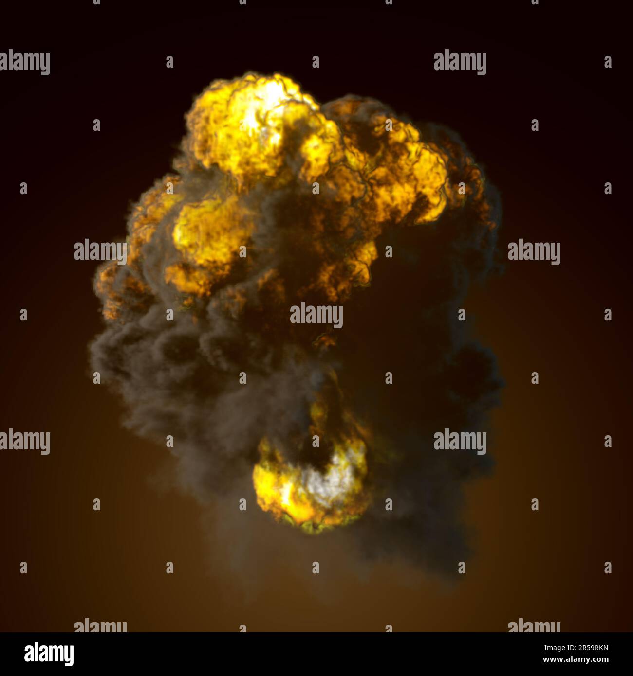 Explosion mushroom shape cloud with fire and smoke illustration Stock ...