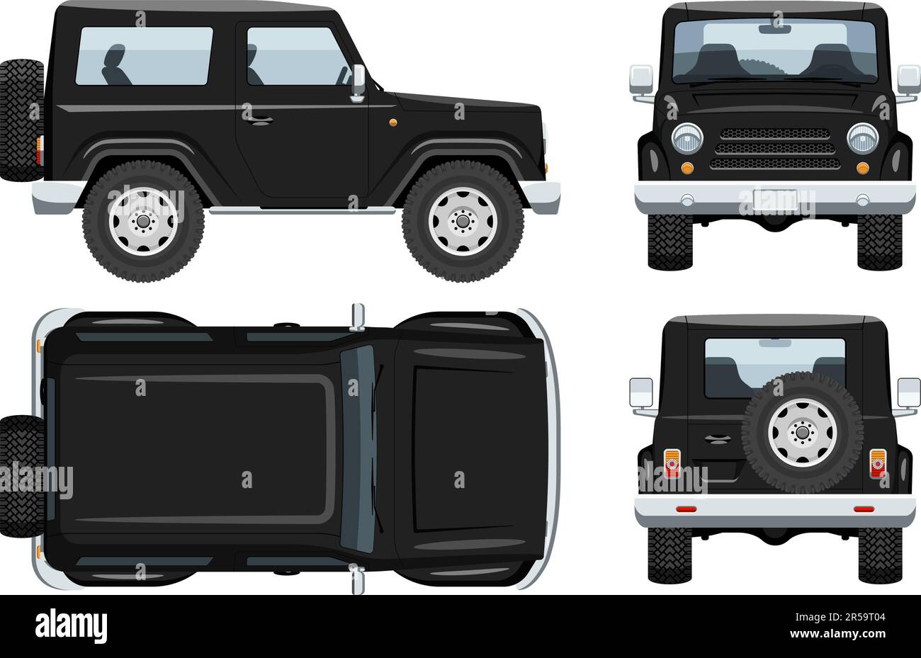 Black SUV car vector template with simple colors without gradients and ...