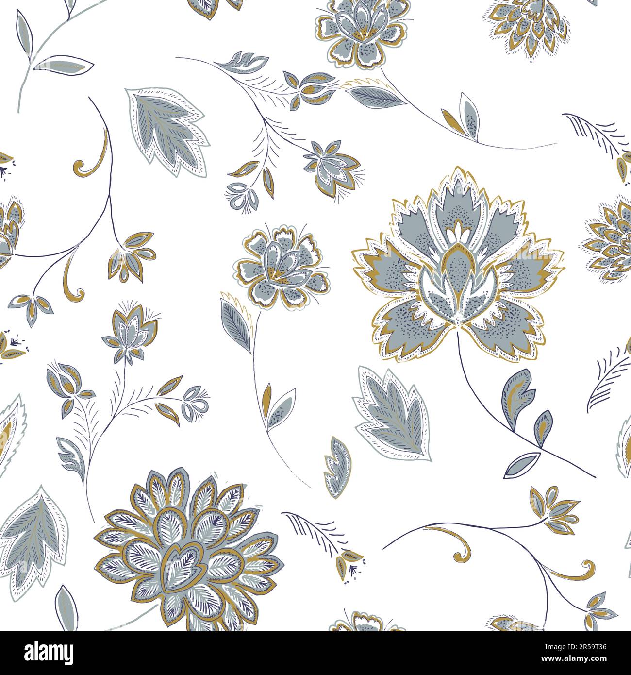 Abstract Design of Textured Flowers Ready for Textile Prints Stock ...