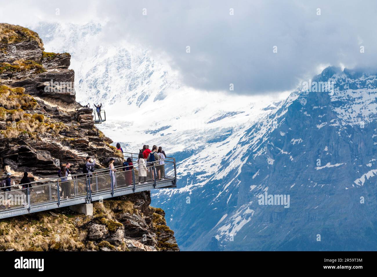 People on the First Cliff Walk at the First mountain summit ...