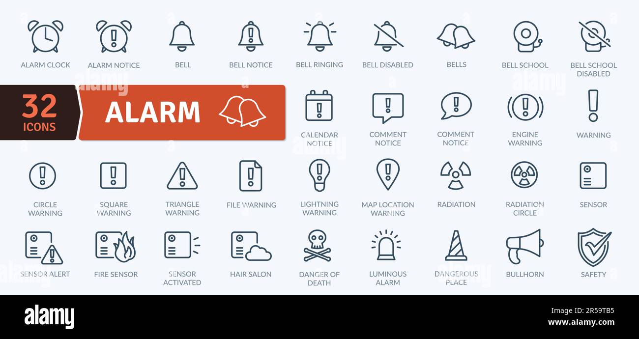 Alarm Icons Pack. Thin line icons set. Simple vector icons Stock Vector ...