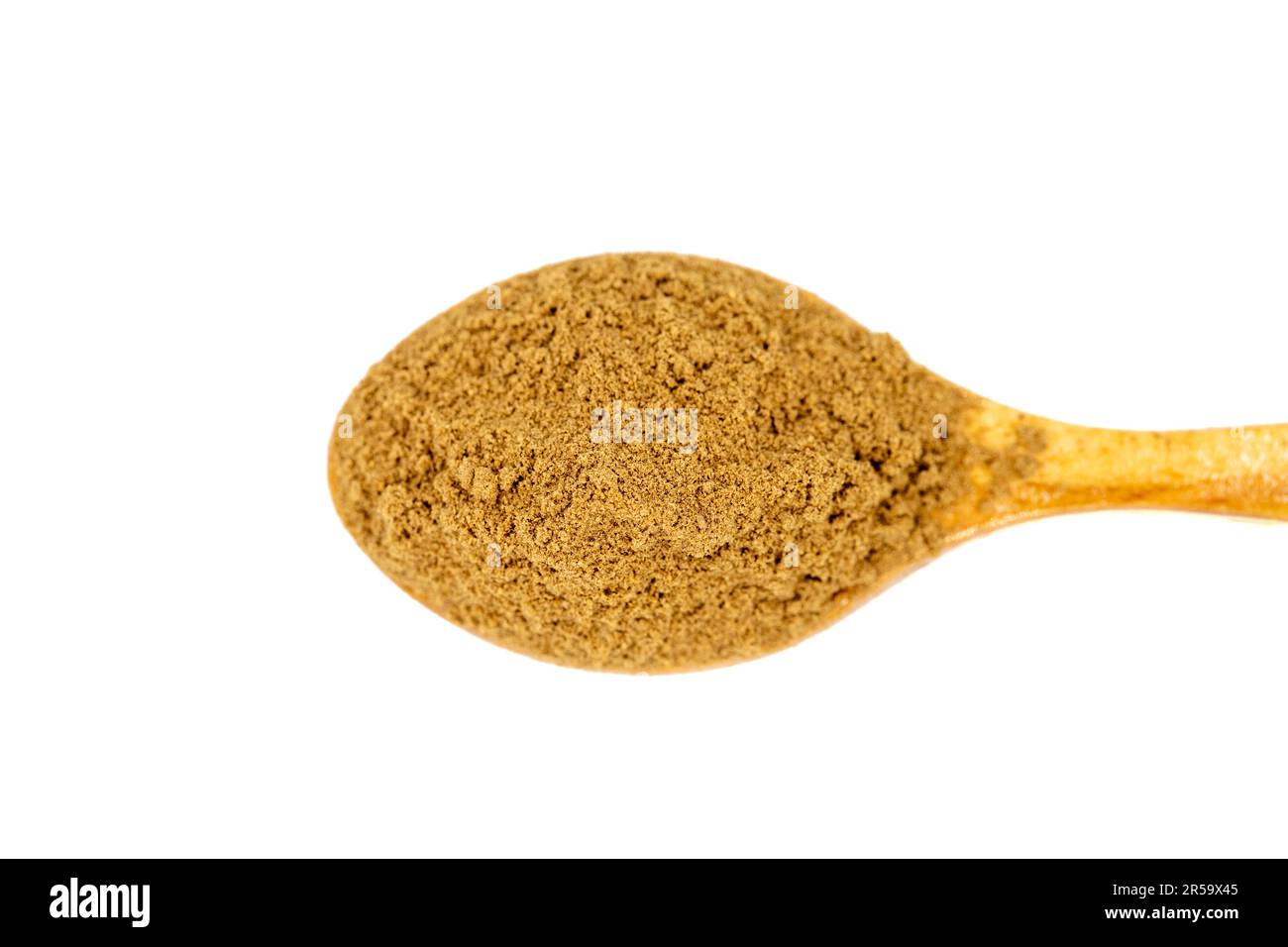 Allspice spice on wooden spoon. Allspice spice isolated on white ...