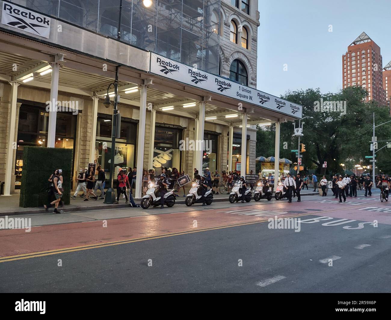 Union Square and Times Square, Manhattan, NY 10036, USA. Intense ...
