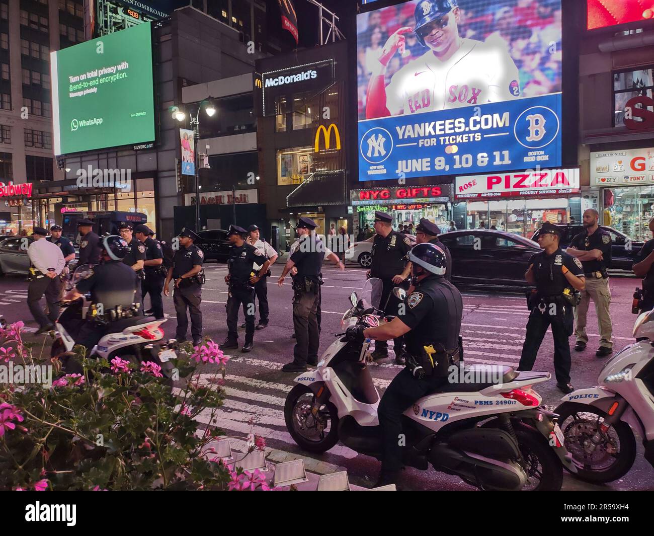 Union Square and Times Square, Manhattan, NY 10036, USA. Intense ...