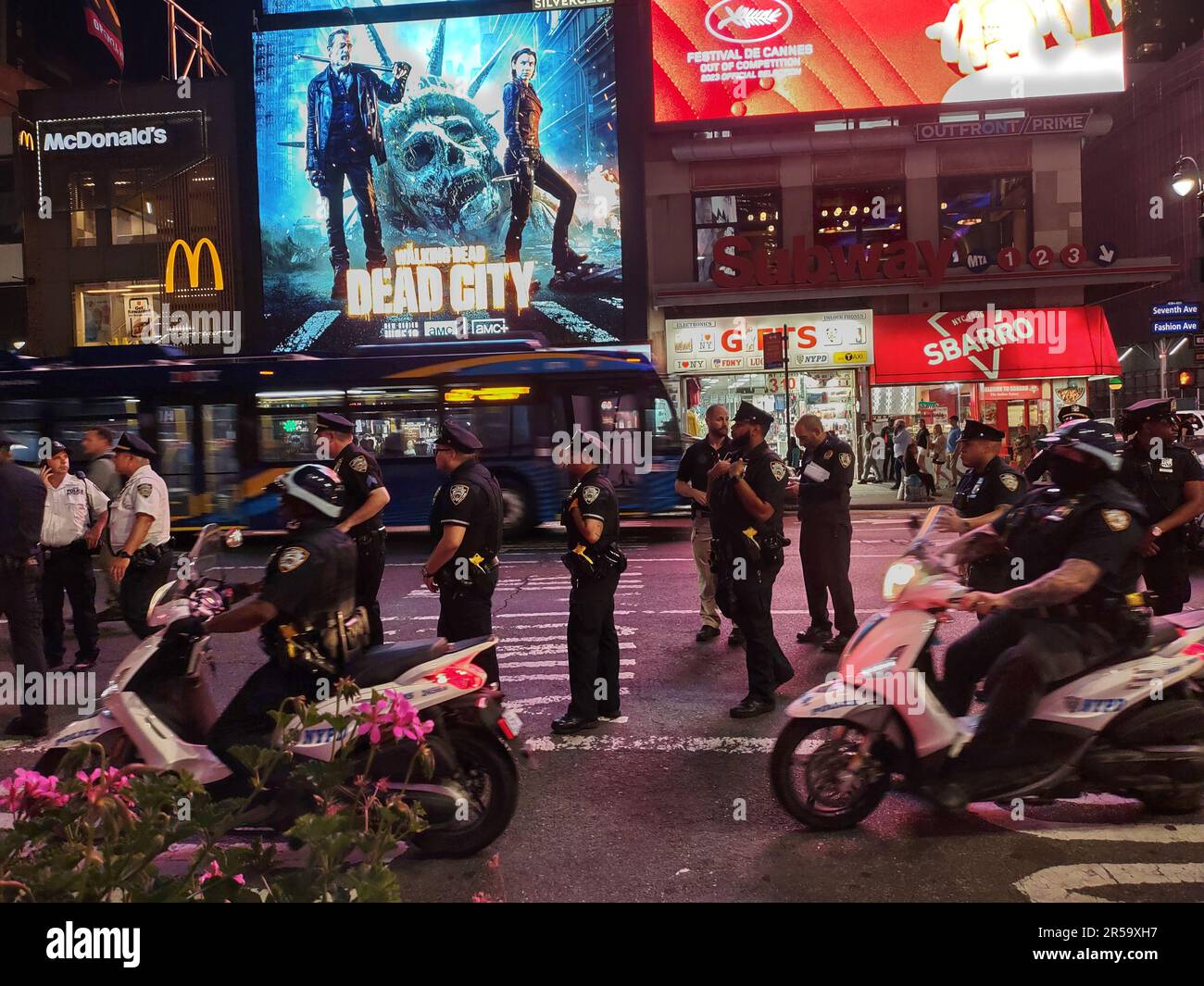 Union Square and Times Square, Manhattan, NY 10036, USA. Intense ...