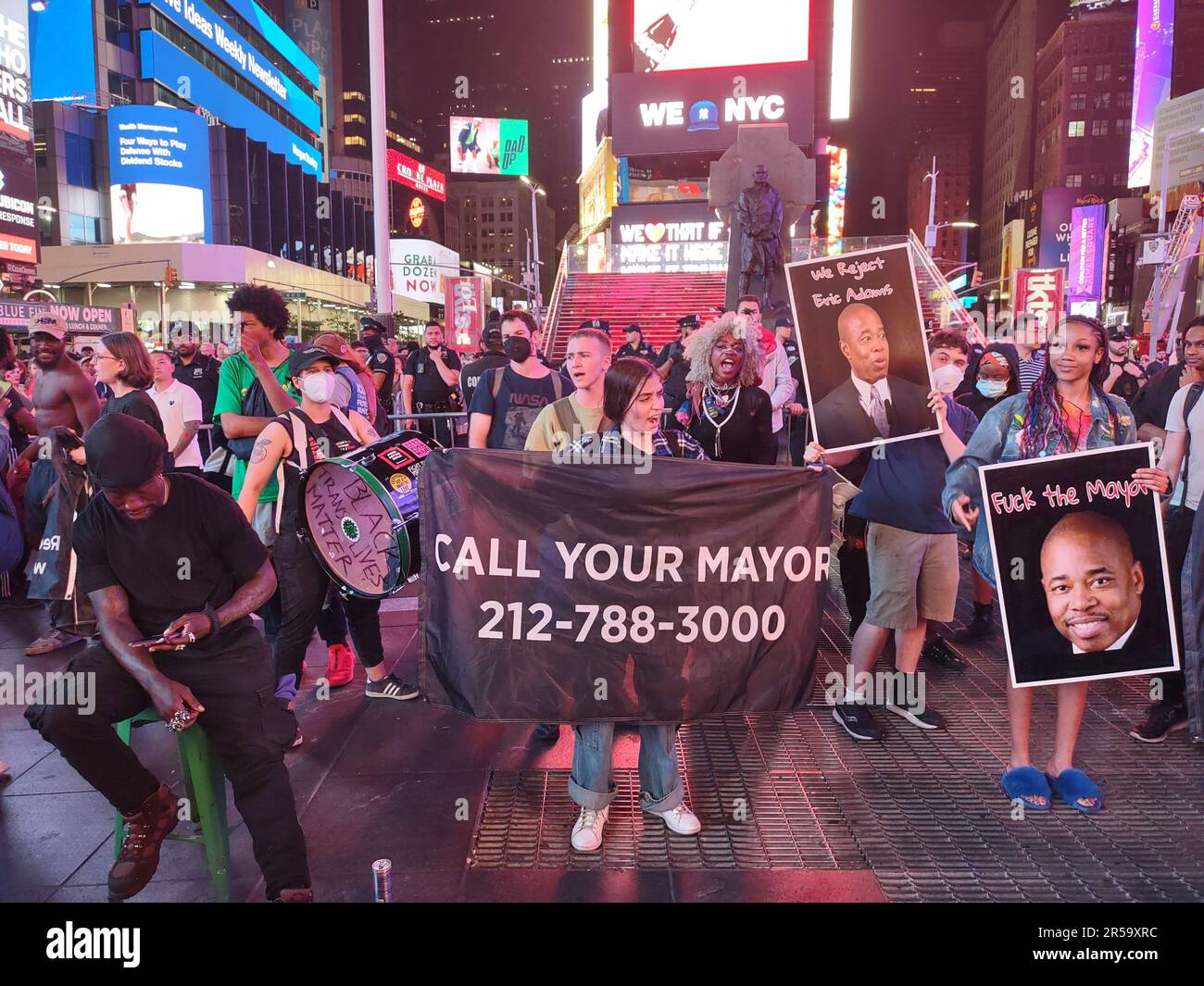 Union Square and Times Square, Manhattan, NY 10036, USA. Intense ...
