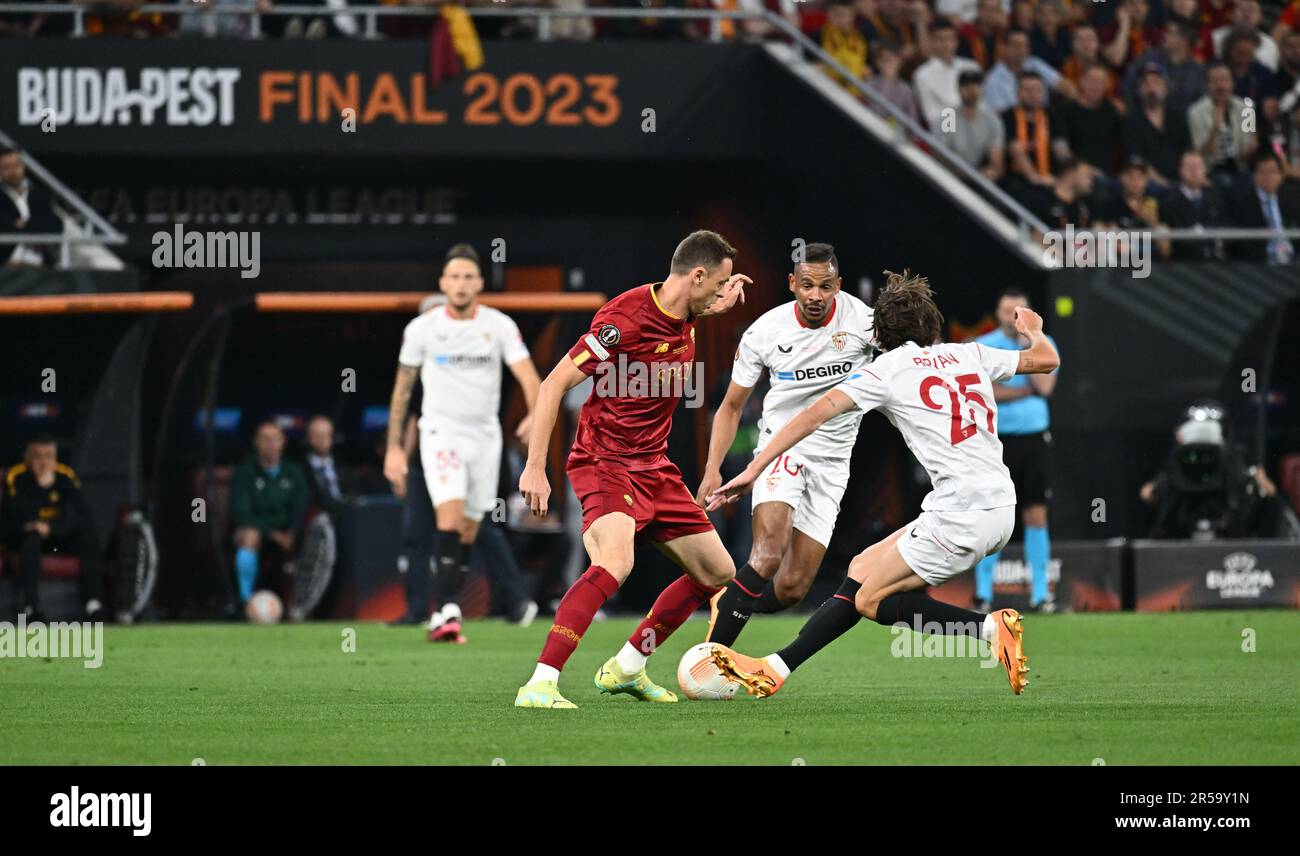 BUDAPEST, HUNGARY - MAY 31: Nemanja Matic control ball during the UEFA Europa League 2022/23 ...