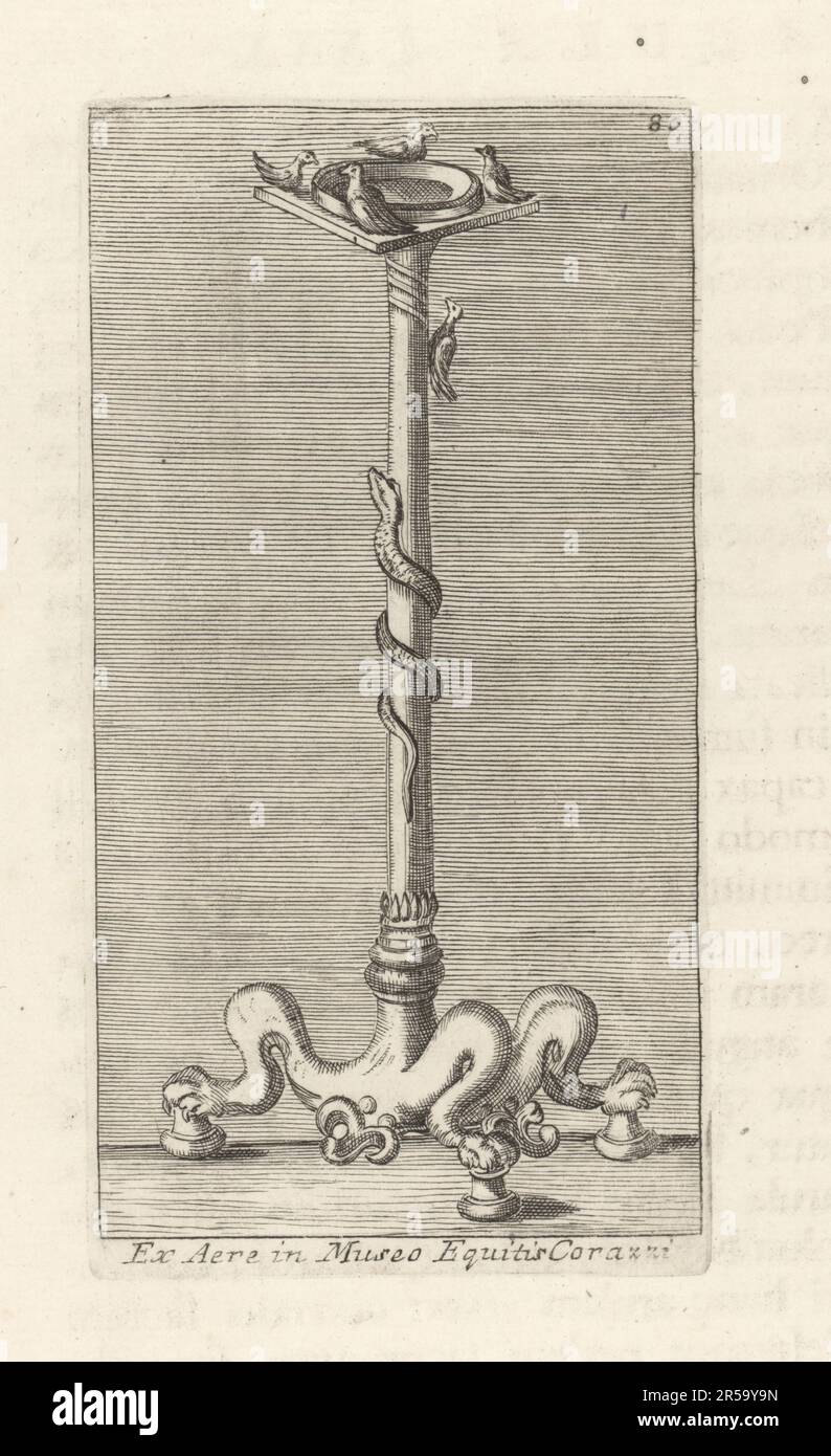 Bronze Etruscan tripod with griffin legs, elegantly decorated with ...