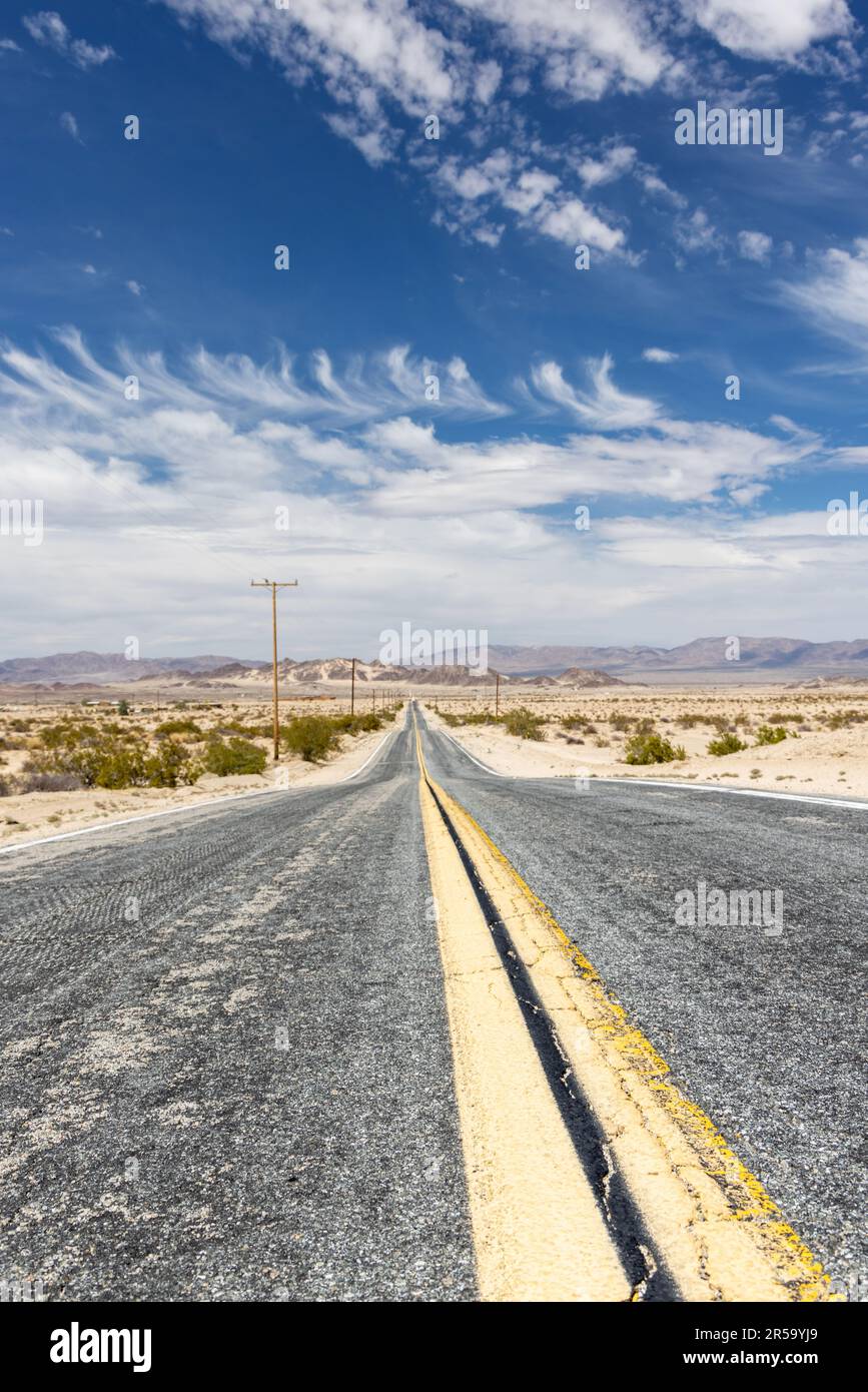 The perspective of a never-ending road, the journey of travel and ...