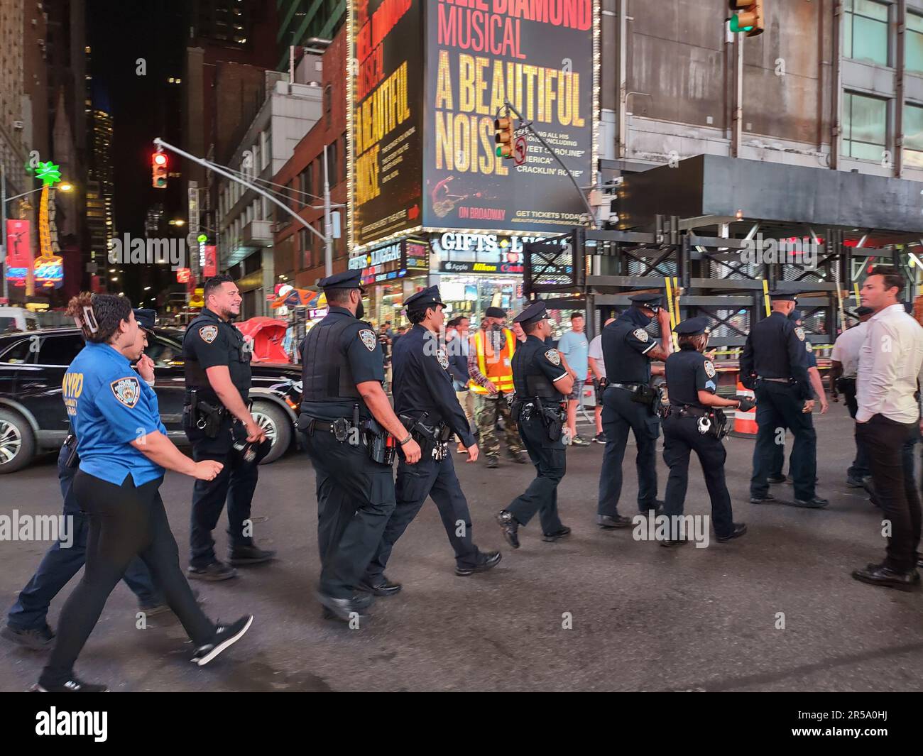 Union Square and Times Square, Manhattan, NY 10036, USA. Intense ...