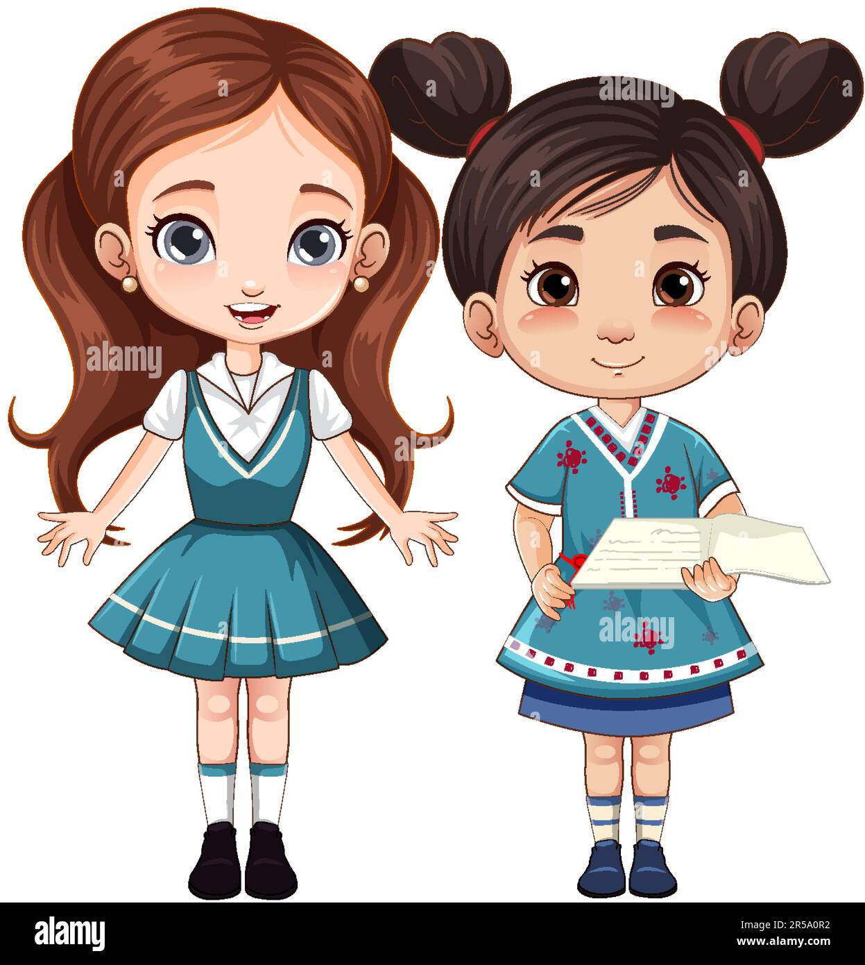 Cute student female friends cartoon illustration Stock Vector Image ...
