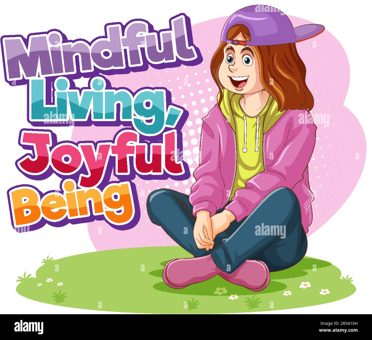 Inspirational Quotes with Teenage Character illustration Stock Vector ...