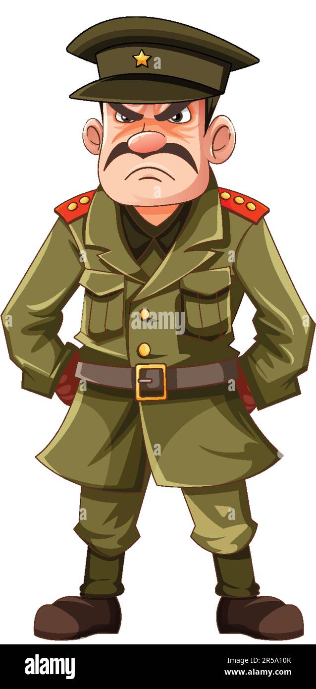 Serious Military Officer with Grumpy Expression illustration Stock ...