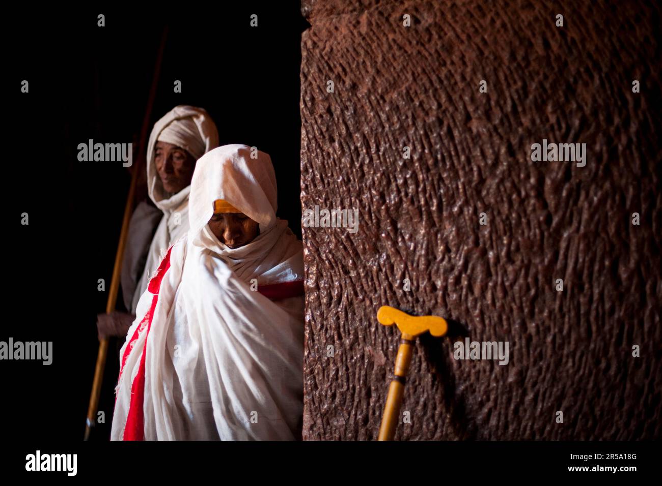 Orthodox Christian women awaits a blessing from the priest at Bet ...