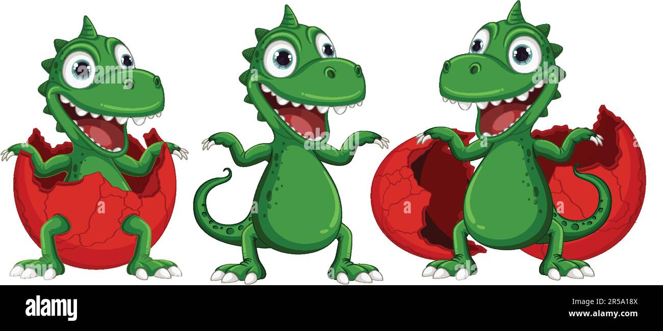 Little Dinosaur Monster Hatching from Egg illustration Stock Vector ...