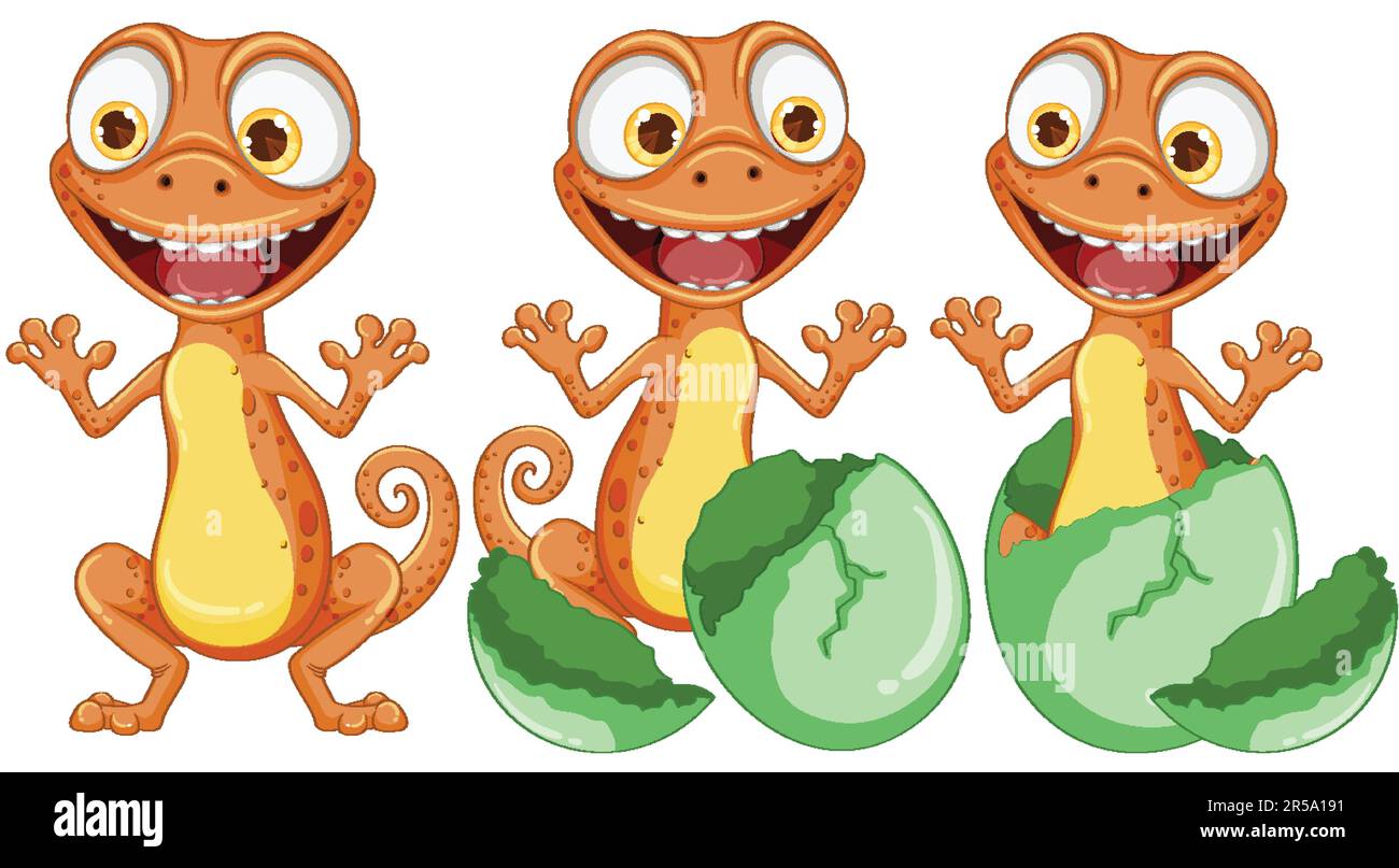 Funny Lizard Hatching From Egg illustration Stock Vector Image & Art ...
