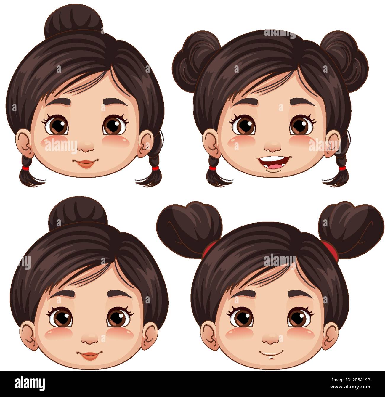 Set of Asian cute girl faces illustration Stock Vector Image & Art - Alamy