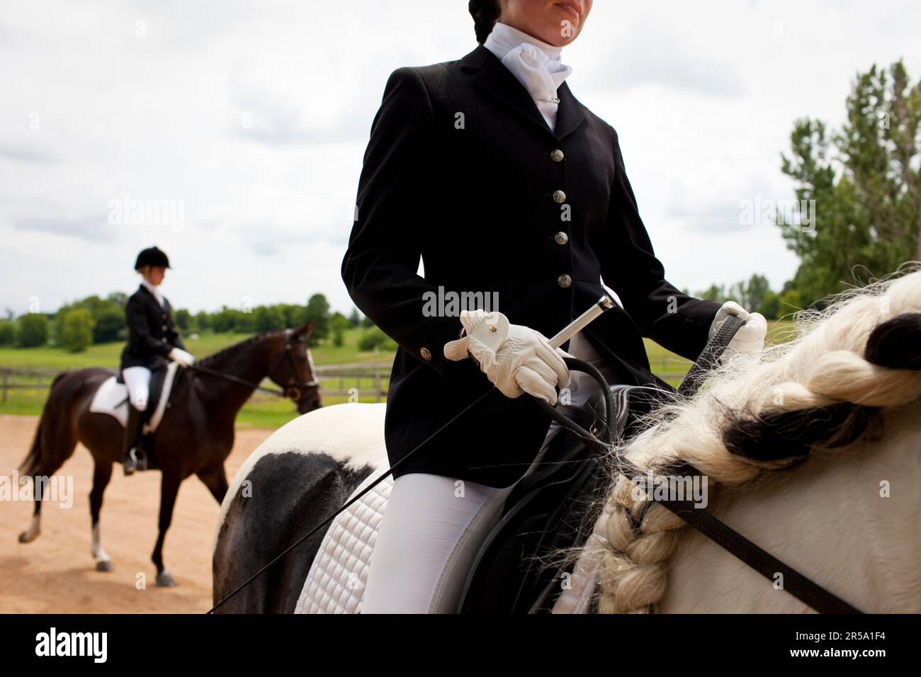 Dressage riders approach the ring during the Parkside Dressage show at ...