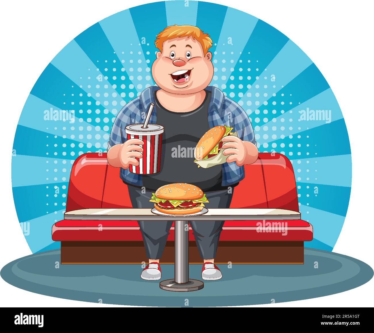 Overweight Man and Fast Food Temptation illustration Stock Vector Image ...