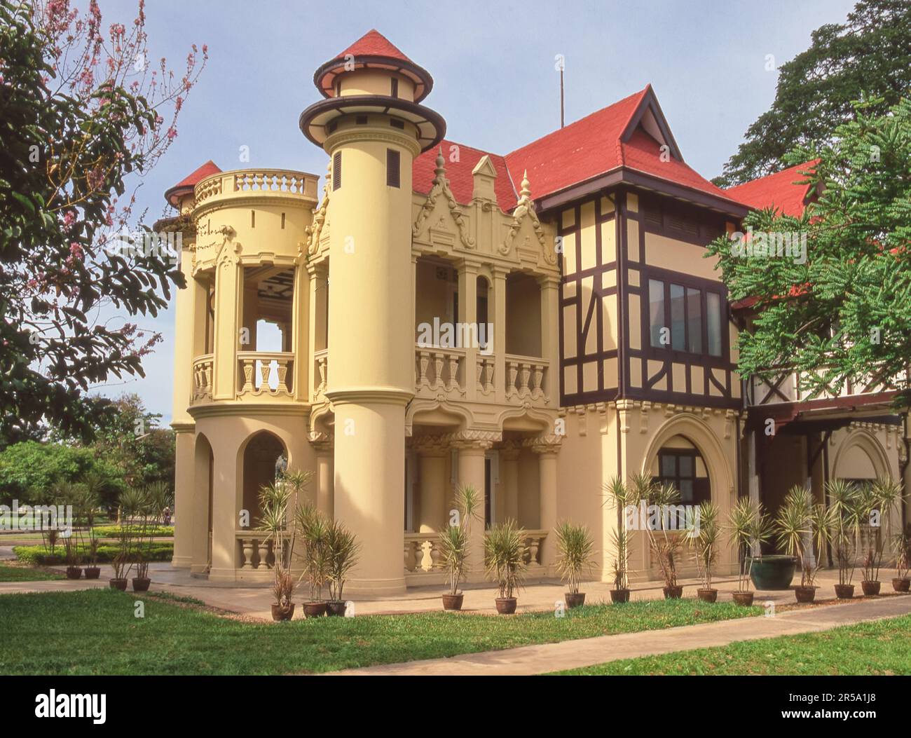 Chali Mongkol Asana at Sanam Chandra Palace, near Bangkok in Thailand, is a castle-like ...