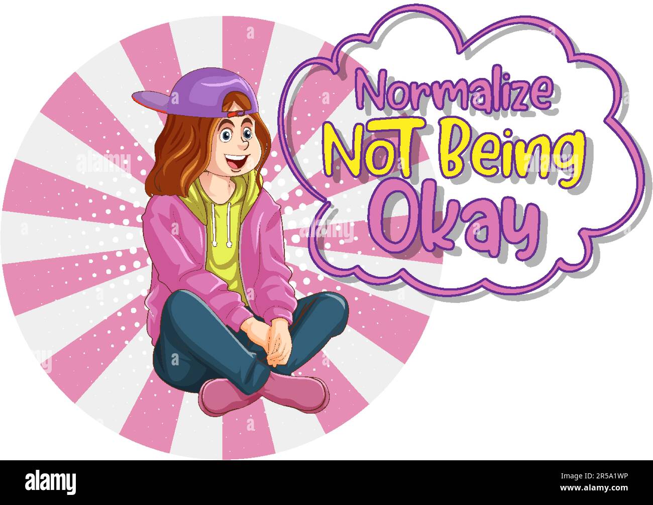 Inspirational Quotes with Teenage Character illustration Stock Vector ...