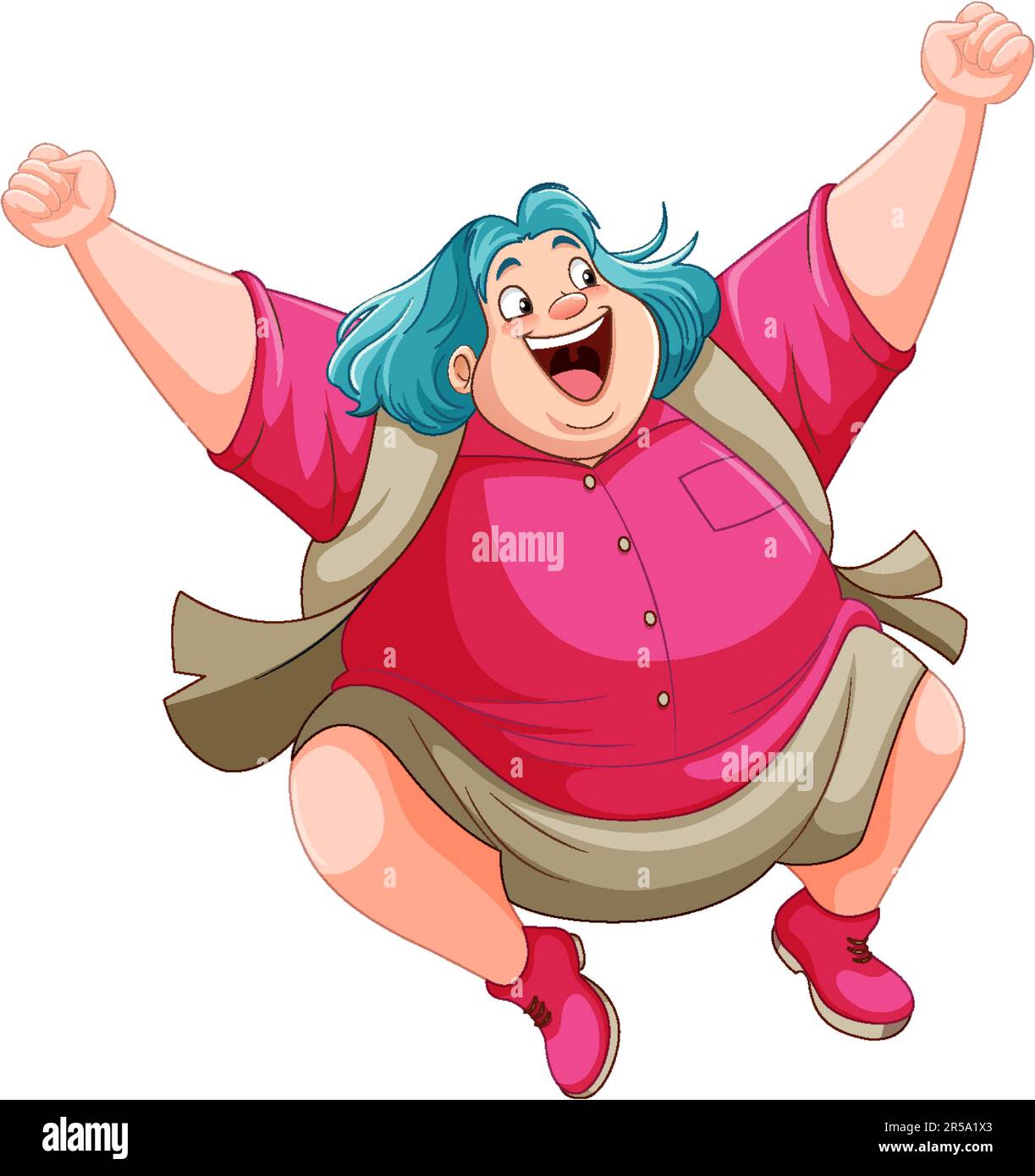 Happy Overweight Woman Cartoon Character illustration Stock Vector ...