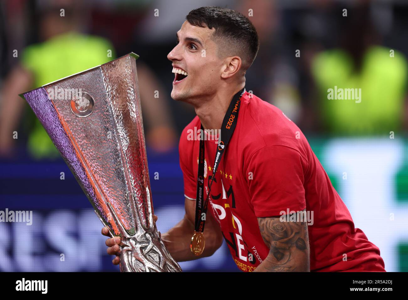 Erik Lamela of Sevilla FC celebrates at the end of the UEFA Europa ...