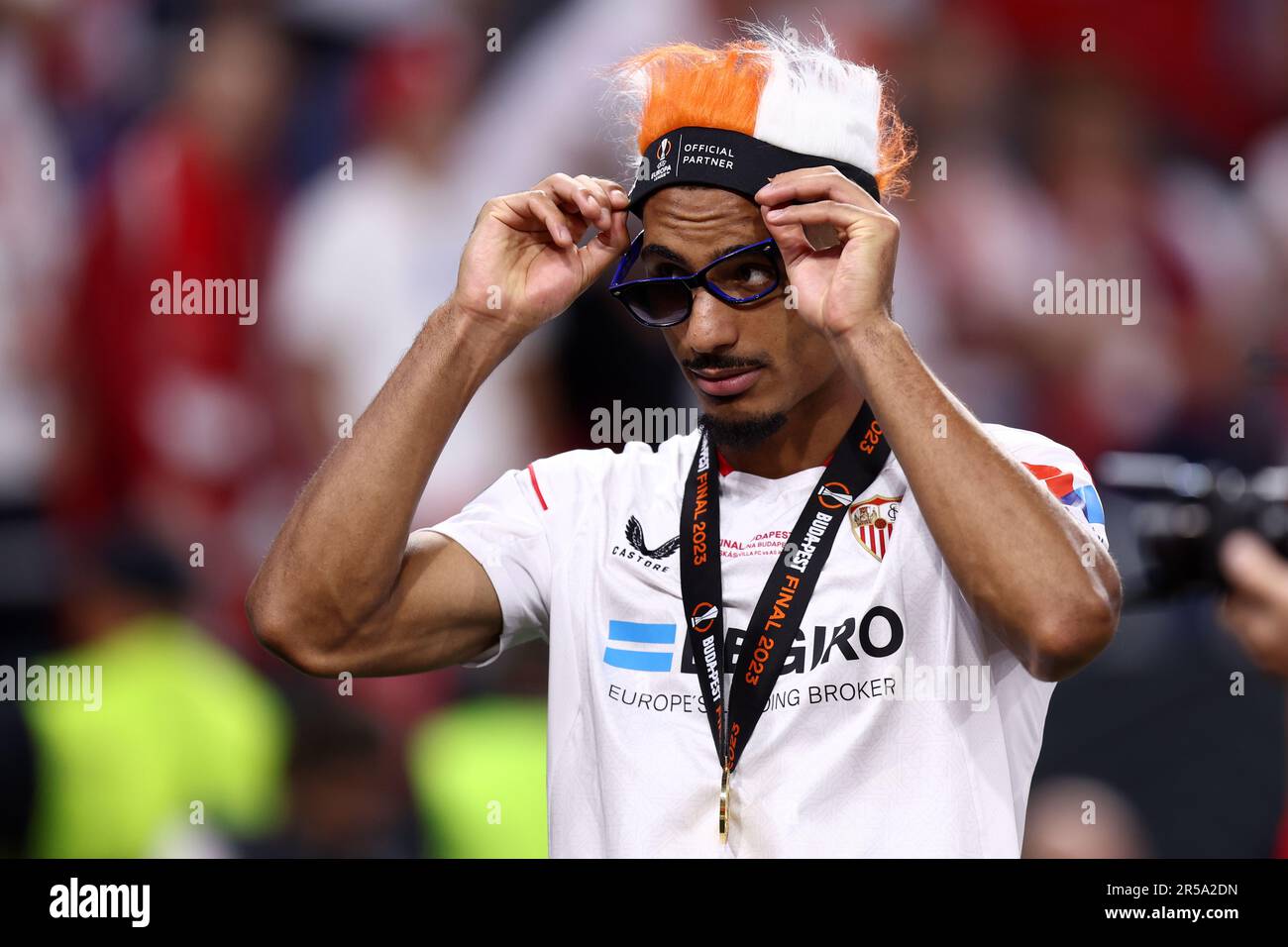 Loic Bade of Sevilla FC celebrates at the end of the UEFA Europa League ...