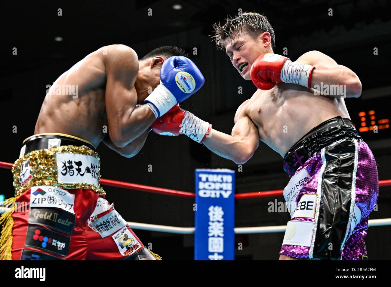 Tokyo, Japan. 31st May, 2023. Hayato Tsutsumi (red gloves) of Japan and ...