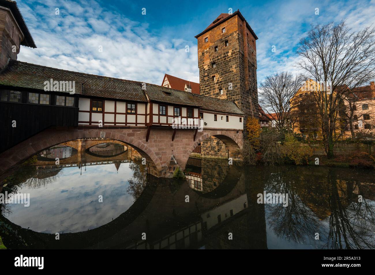 the hangman's bridge across the Pegnitz river in Germany Stock Photo ...