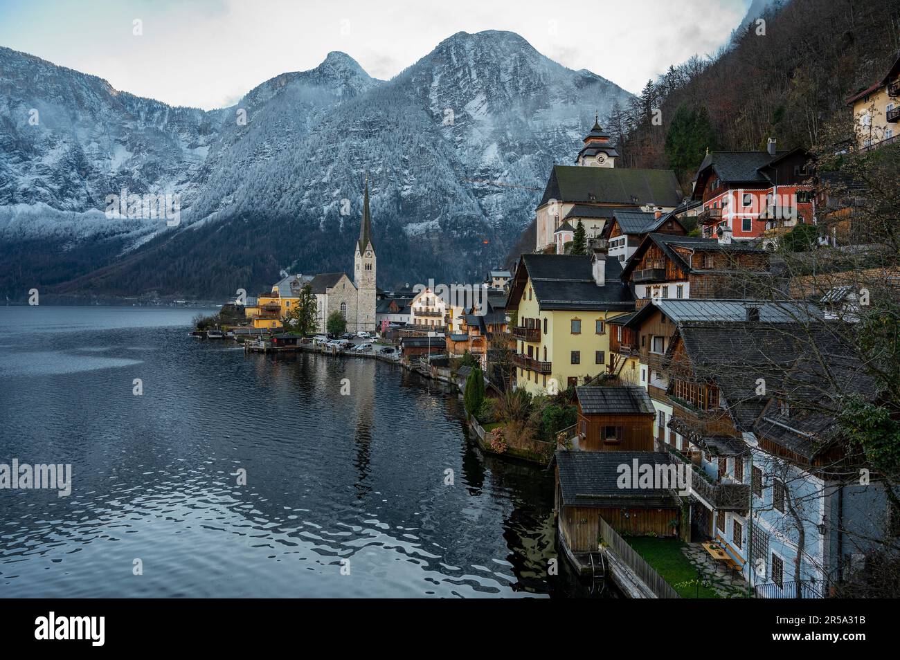 residential houses at Hallstatt in the Austrian Alps Stock Photo - Alamy