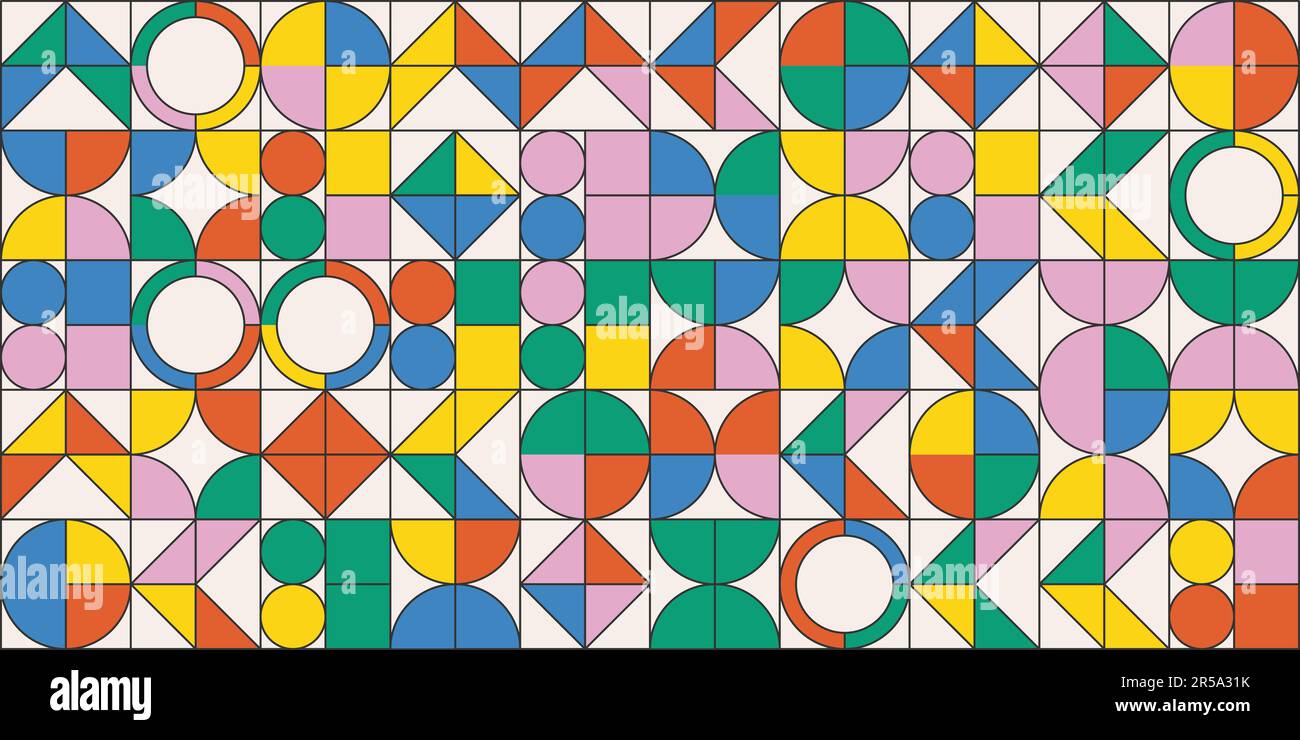 Colorful abstract vector pattern with simple geometric shapes and forms ...