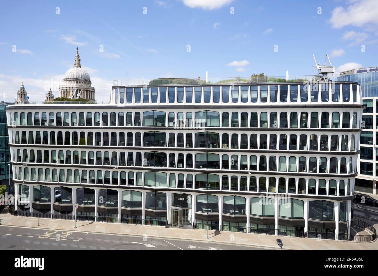 Elevated view of 30 Cannon Street building with St Paul's Cathedral in ...