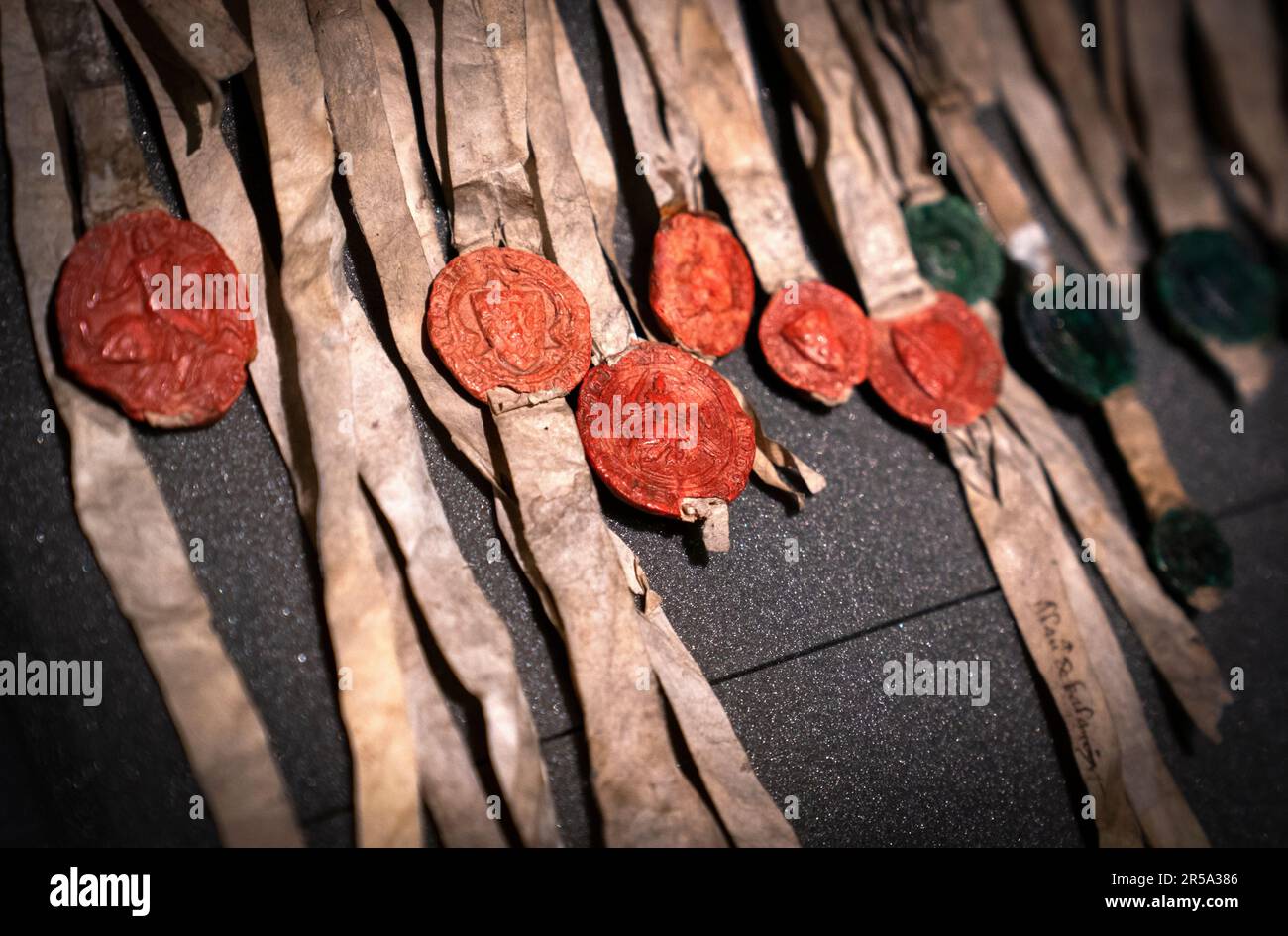 Detail of the seals on the Declaration of Arbroath which is on public ...
