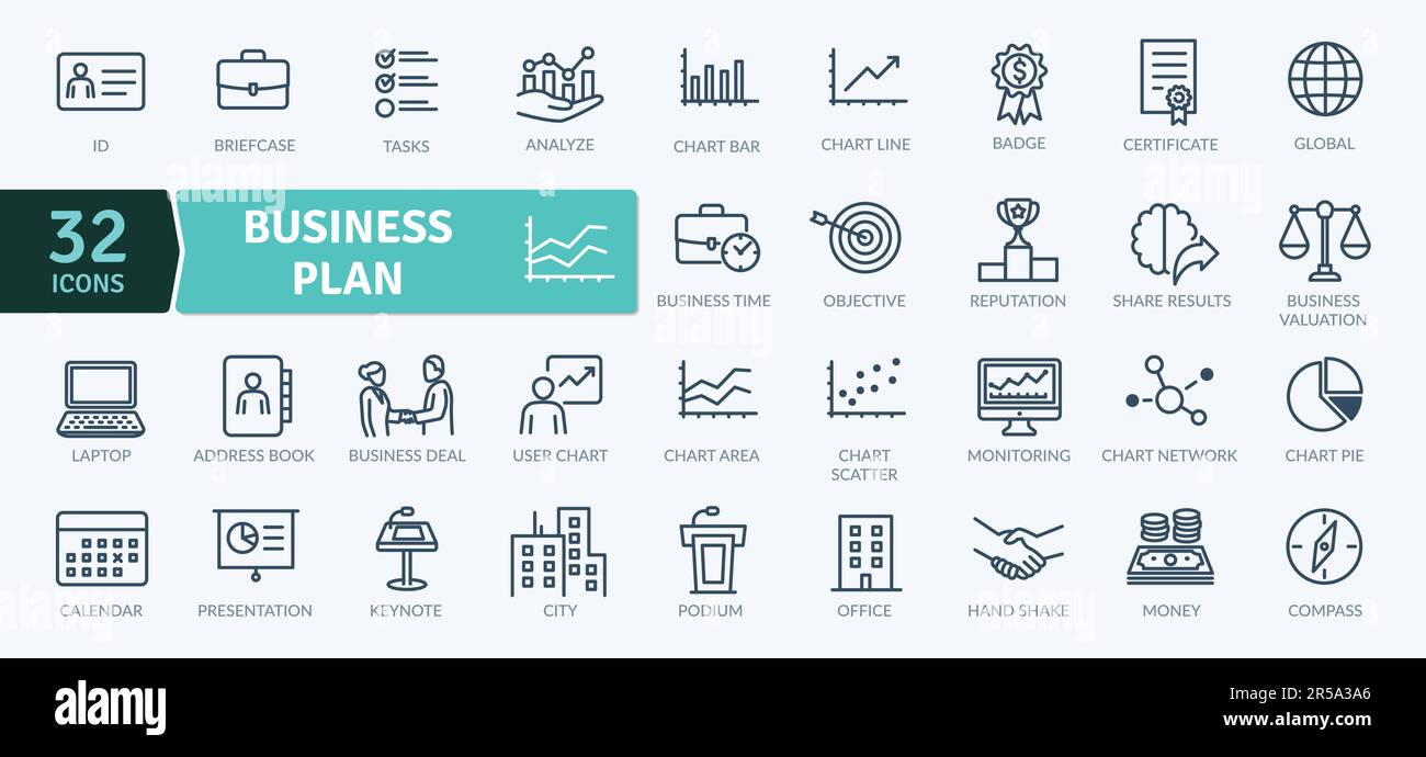 Business Plan Icons Pack. Thin line icons set. Simple vector icons ...