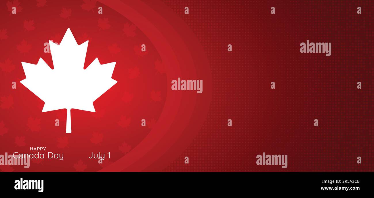 Happy Canada Day Maple Leaf Red Background Banner Vector illustration ...