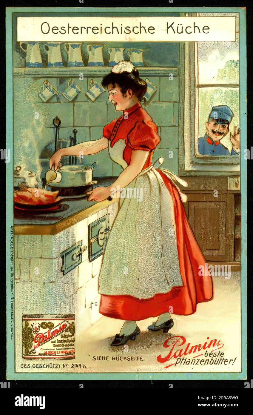 Austrian Cook - Vintage German Tradecard Stock Photo - Alamy