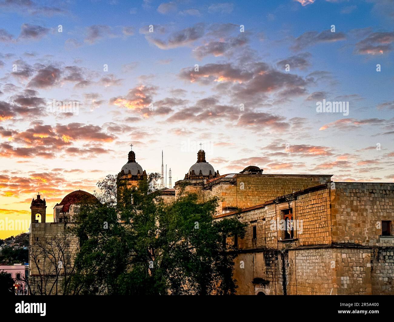Santo Domingo church in Oaxaca, Mexico, at sunset Stock Photo - Alamy