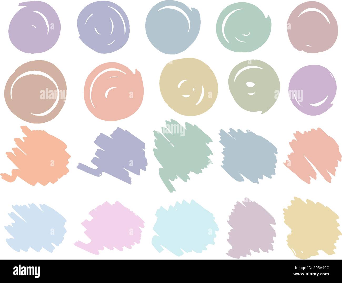 Hand drawn paint stains and strokes set. Abstract pastel shapes for ...