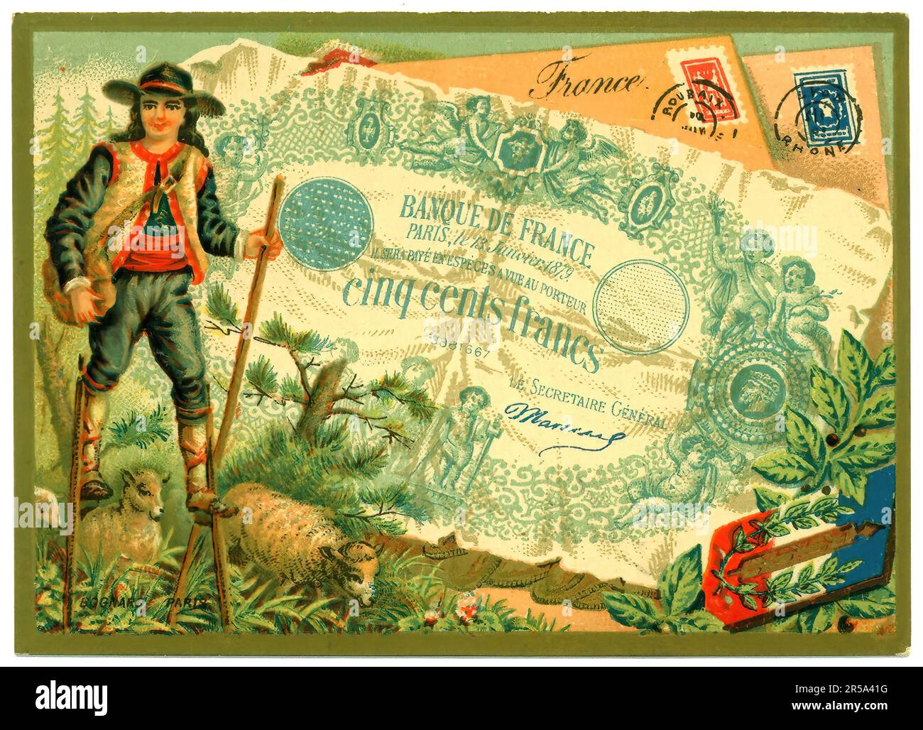 Banknotes, France 001 - Vintage French Tradecard, Belle Epoque Era ...