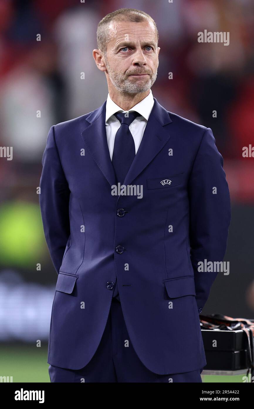 Aleksander Ceferin, President of UEFA, looks on during the UEFA Europa ...